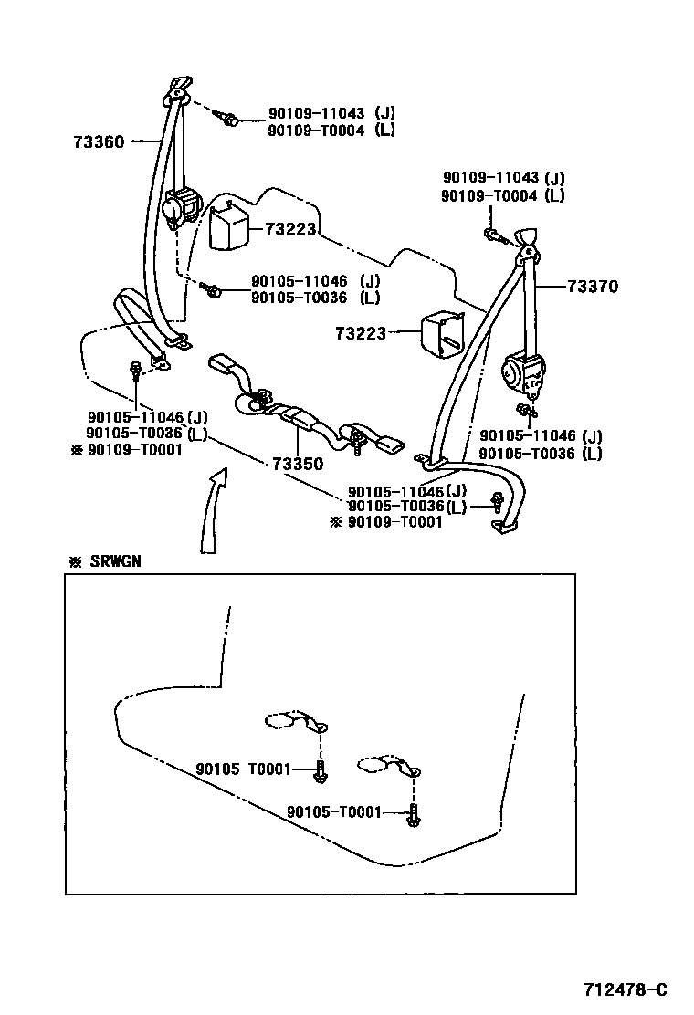 Seat belt for Toyota Hilux LN167R - Genuine parts - Amayama
