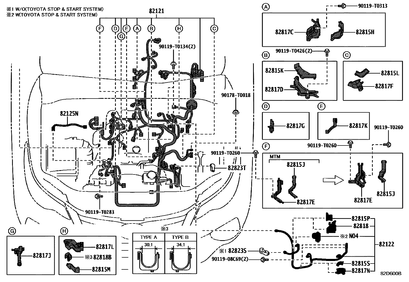 Wiring & clamp for Toyota Fortuner GUN155L - Genuine parts - Amayama