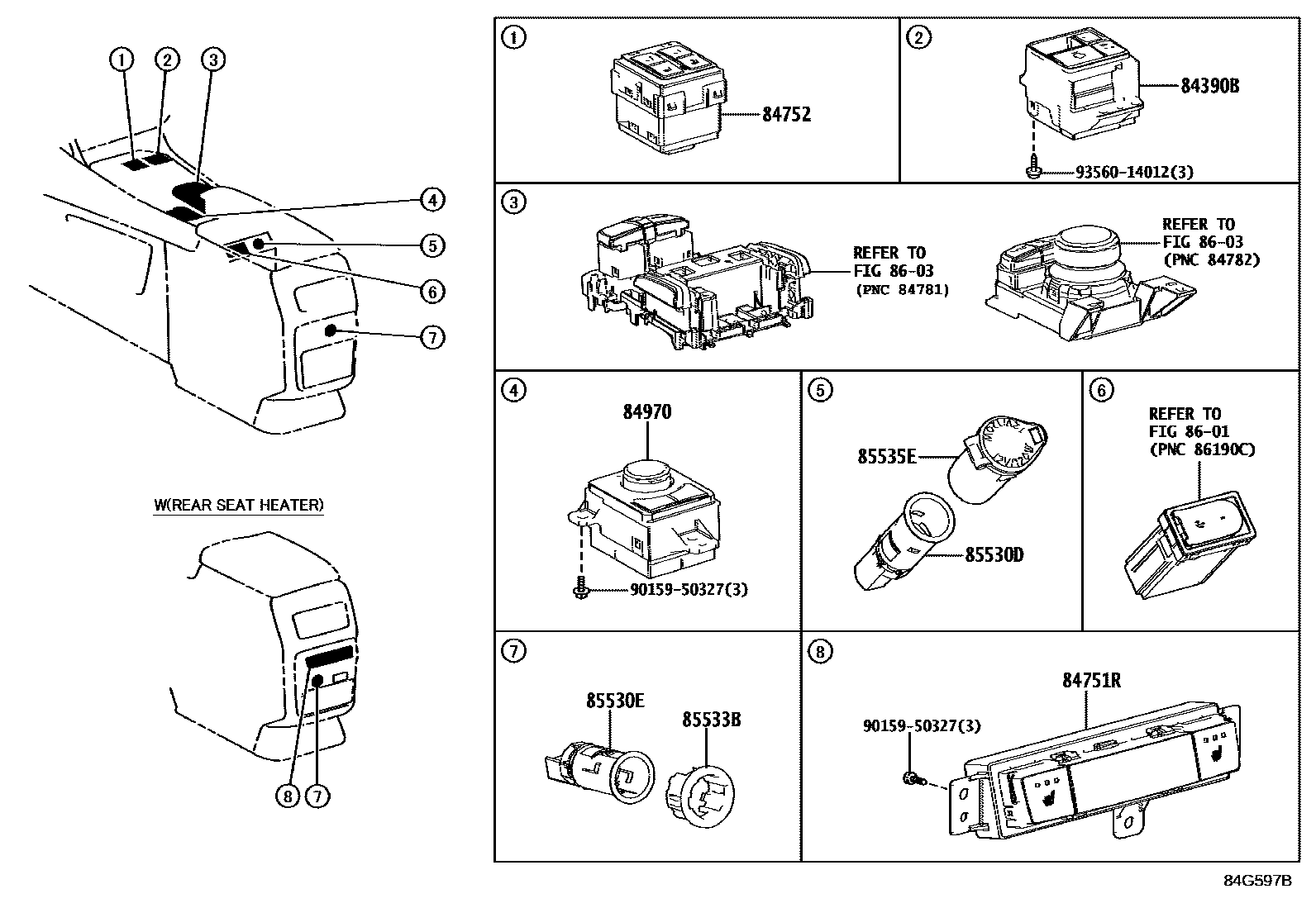 Switch & relay & computer for Lexus RX Series GGL25R-AWZGB, 09.2015 ...