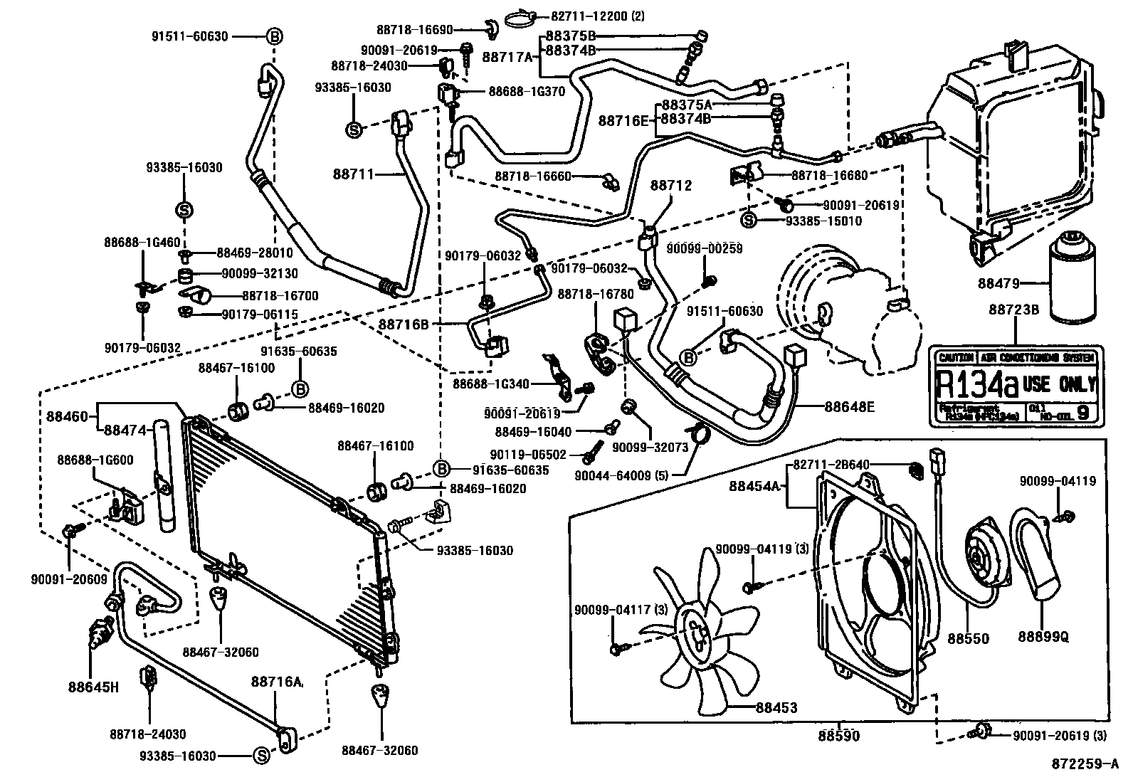 Heating & air conditioning - cooler piping for Toyota Tercel EL50L ...