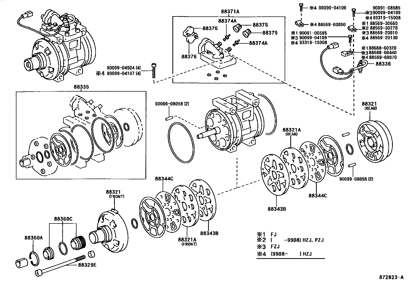 Heating & air conditioning - compressor for Toyota Land Cruiser HDJ79R ...