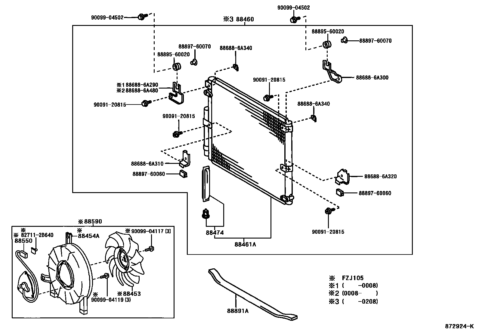 Heating & air conditioning - cooler piping for Toyota Land Cruiser ...