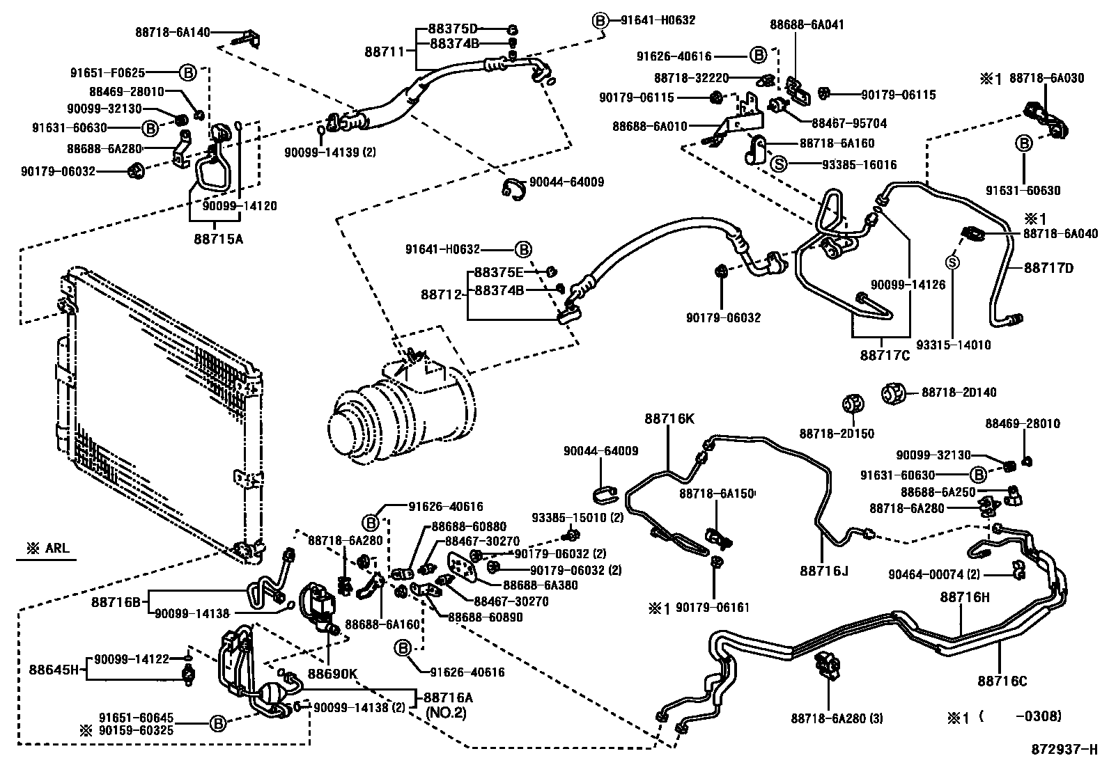 Heating & air conditioning - cooler piping for Toyota Land Cruiser ...