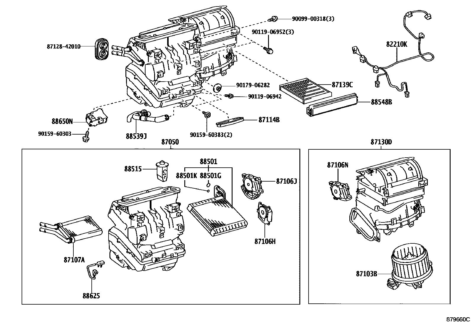Heating & air conditioning - cooler unit for Toyota Corolla ZZE141L ...