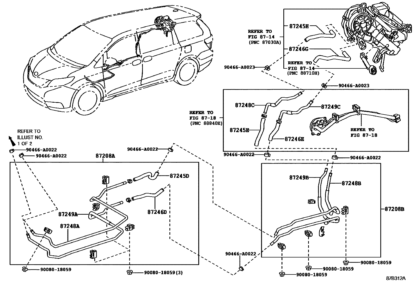 Heating & air conditioning - water piping for Toyota Sienna ASL30L ...