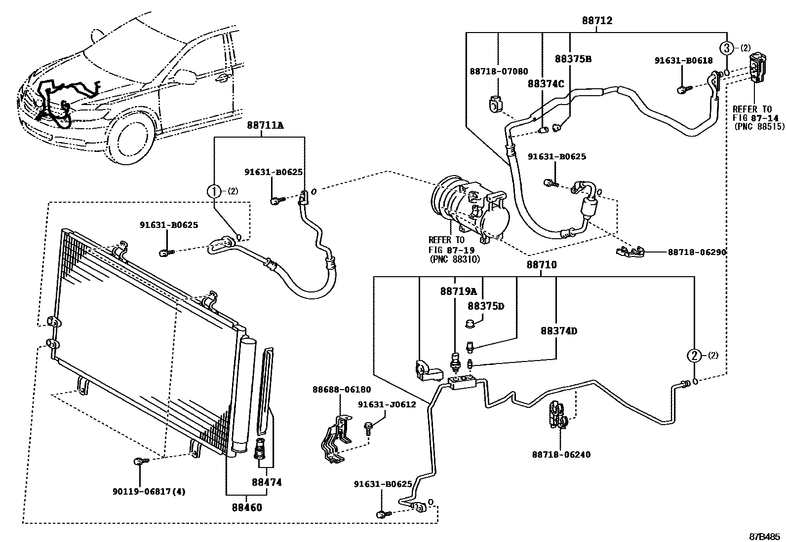 Heating & air conditioning - cooler piping for Toyota Camry / Aurion ...