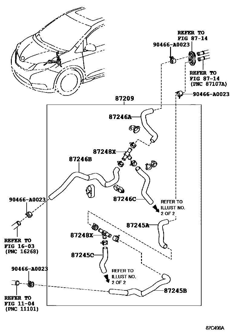 Heating & air conditioning - water piping for Toyota Sienna ASL30L ...