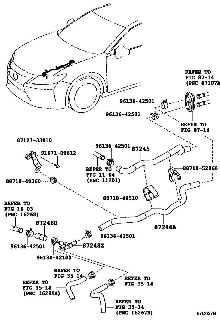 Heating & air conditioning - water piping for Lexus ES250 ASV60L-BETGKC ...