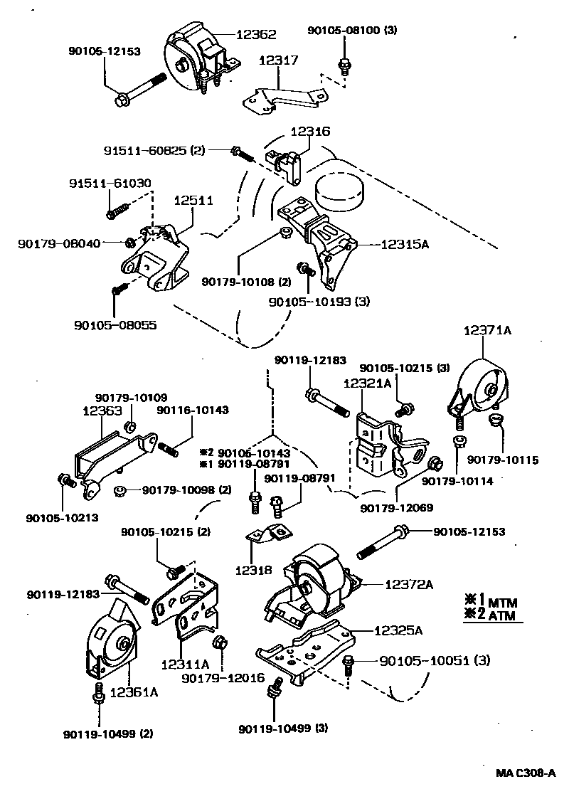 Mounting for Toyota Corolla AE92R - Auto parts - Amayama