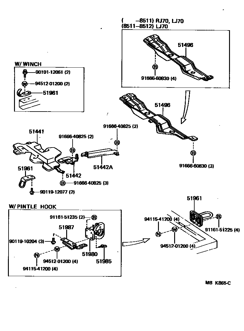Suspension crossmember & under cover for Toyota Land Cruiser LJ70RV ...