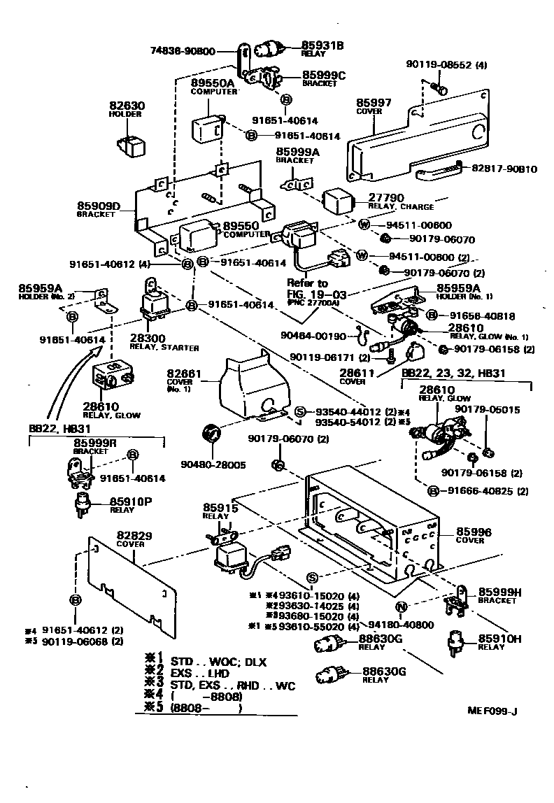 Switch & relay & computer for Toyota Coaster HZB30R - Genuine parts ...