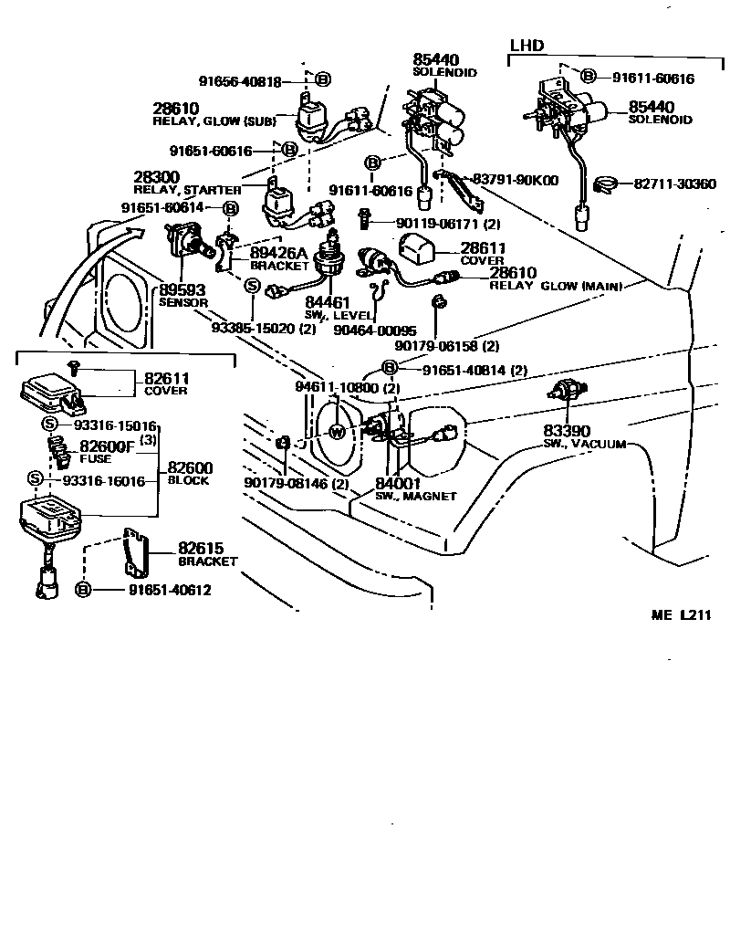 Switch & relay & computer for Toyota Land Cruiser HJ75RP-KR, 11.1984 ...
