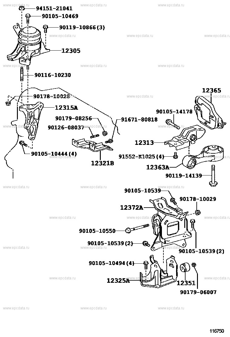 Mounting for Toyota Vitz XP130, 3 generation 12.2010 - 03.2014 - Toyota ...