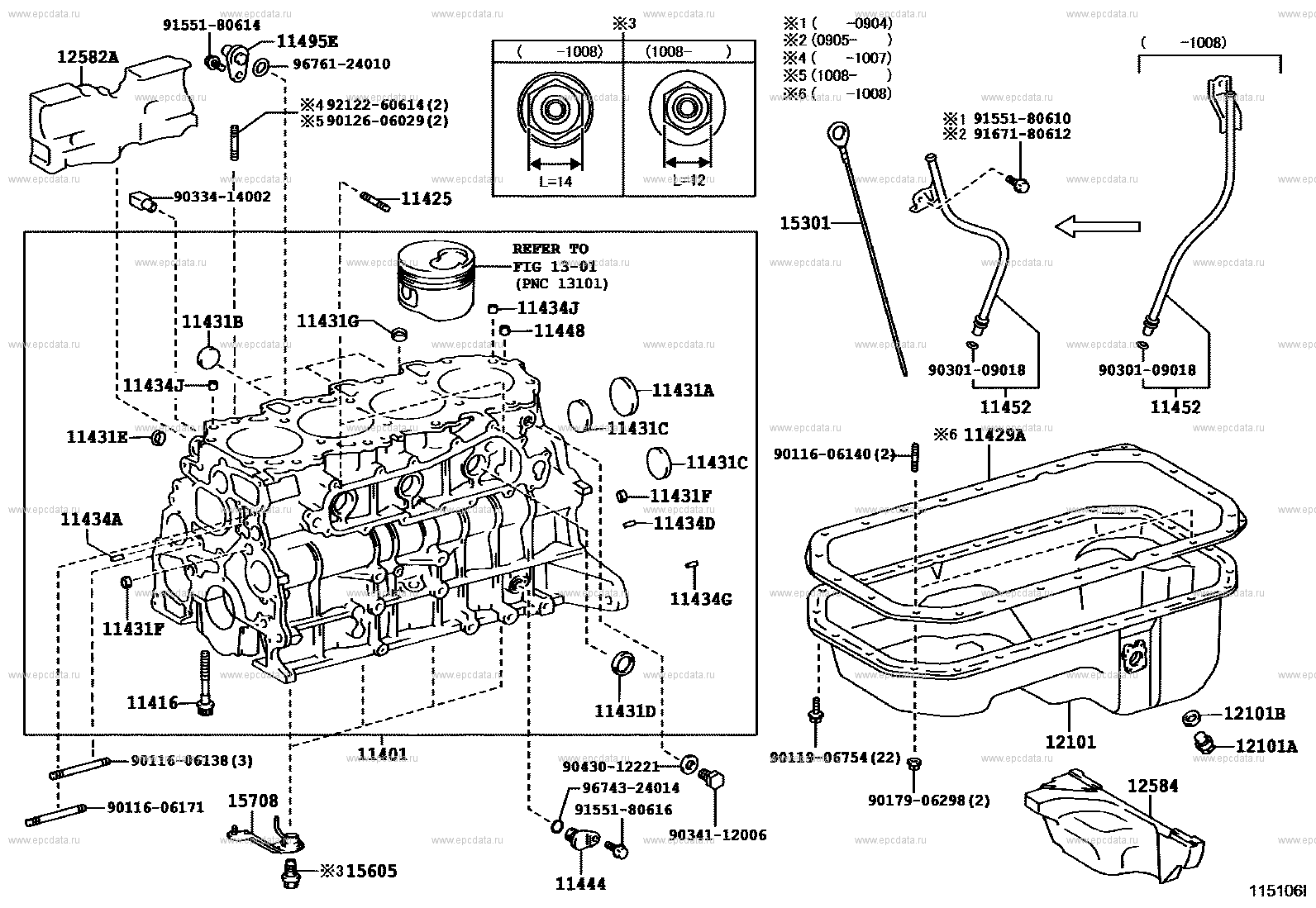 Cylinder block for Toyota Hiace XH10, 5 generation, restyling 09.2006 ...
