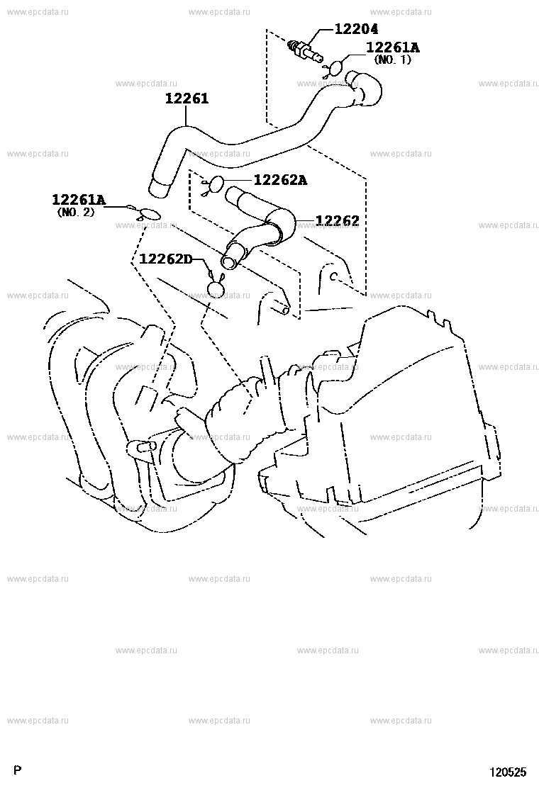 Шланги вентиляции для Toyota Allion T260, 2 поколение 06.2007 - 03.2010 ...