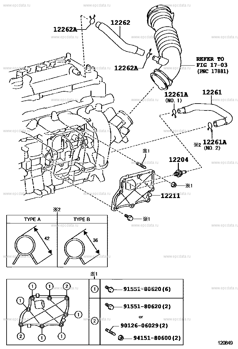 Шланги вентиляции для Toyota Wish XE20, 2 поколение, рестайлинг 04.2012 ...