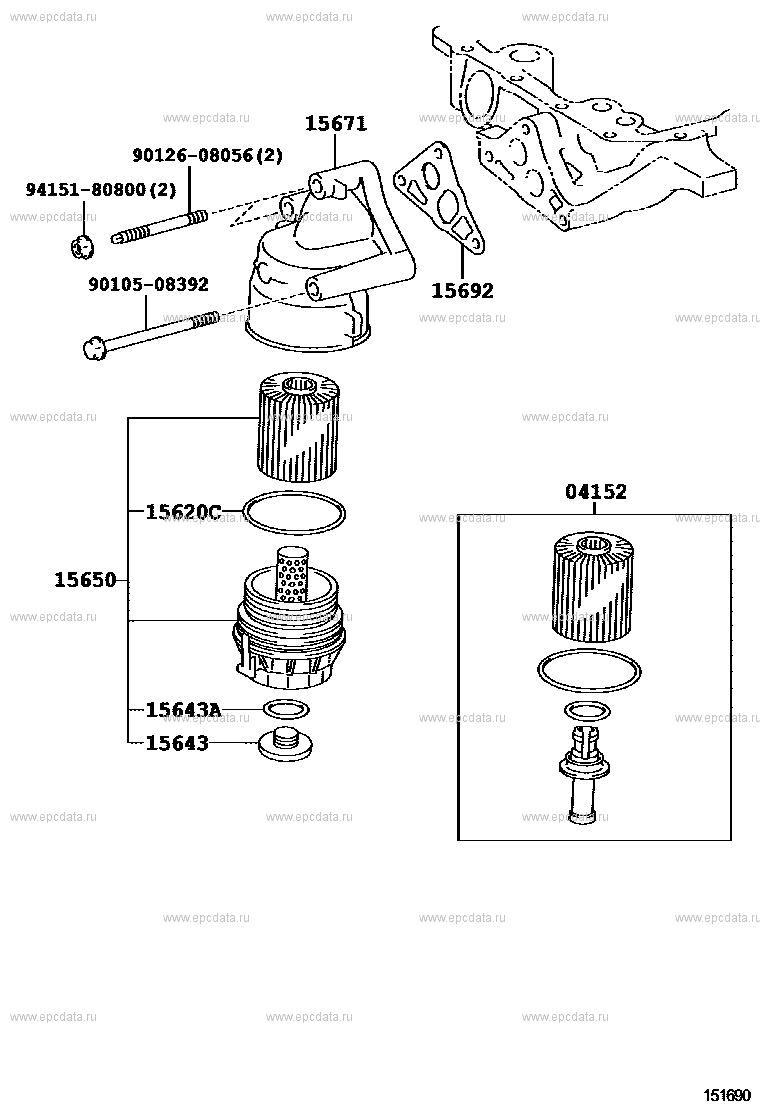 Oil filter for Toyota Land Cruiser Prado J150, 4 generation, restyling ...