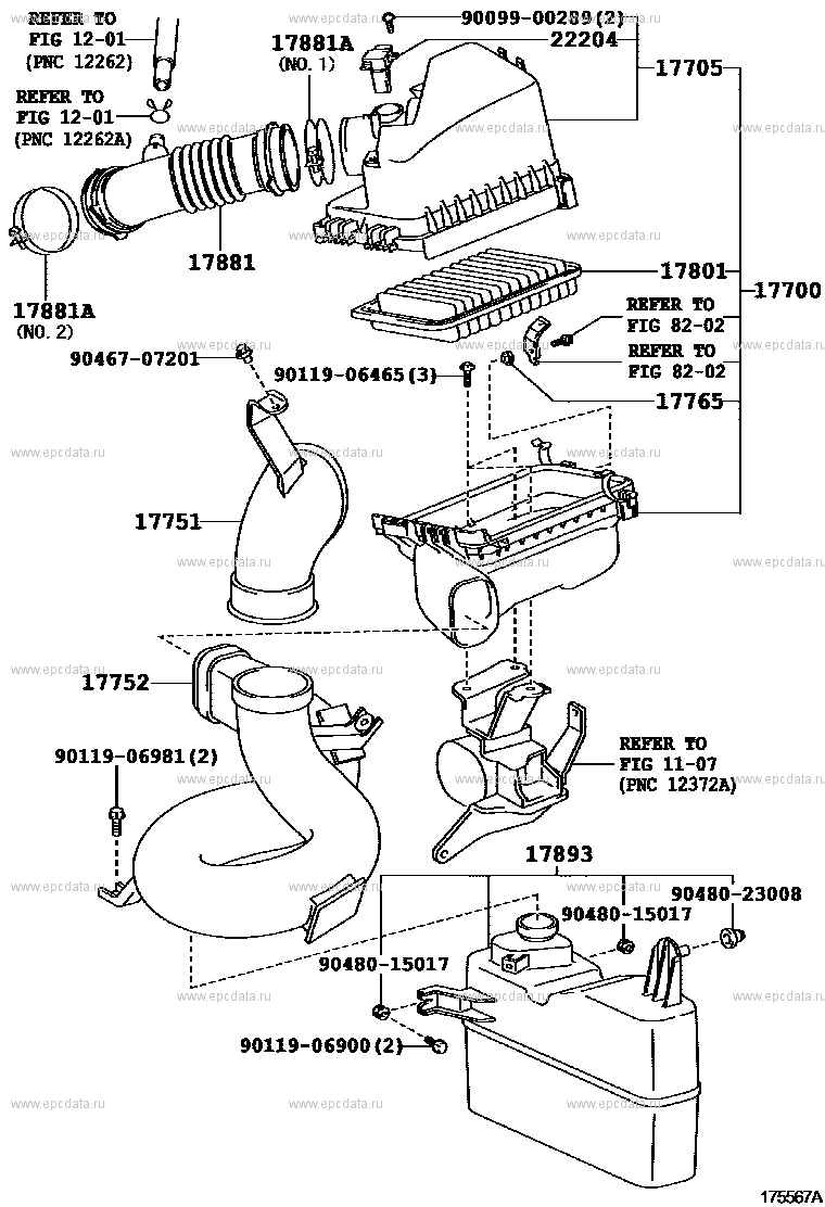 Air cleaner for Toyota Voxy R70, 2 generation 06.2007 - 03.2010 ...
