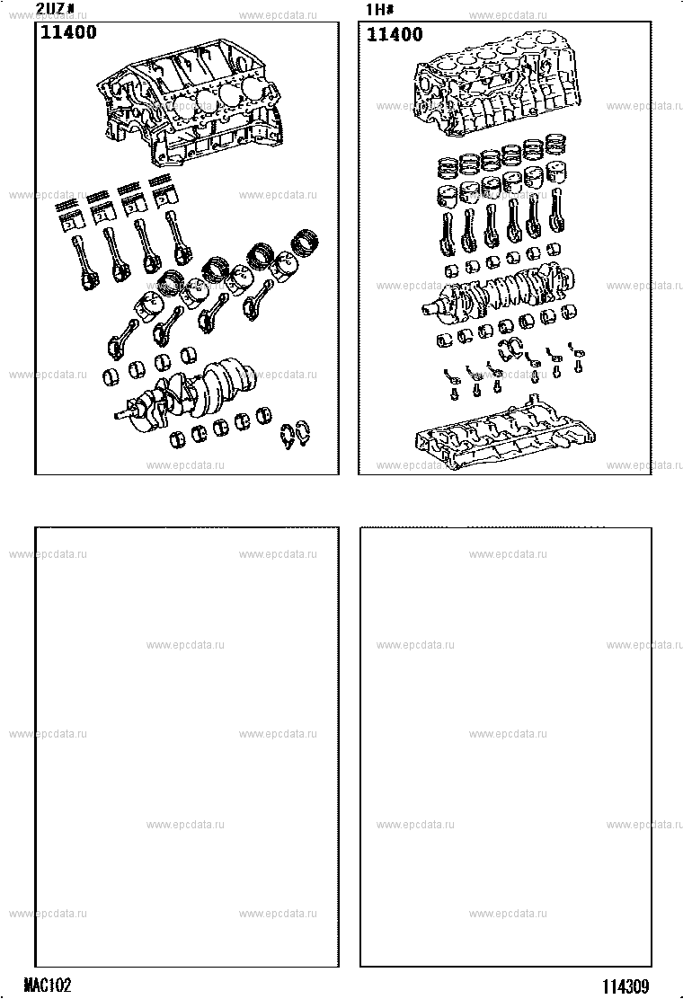 Short block assembly for Toyota Land Cruiser 100, 10 generation ...