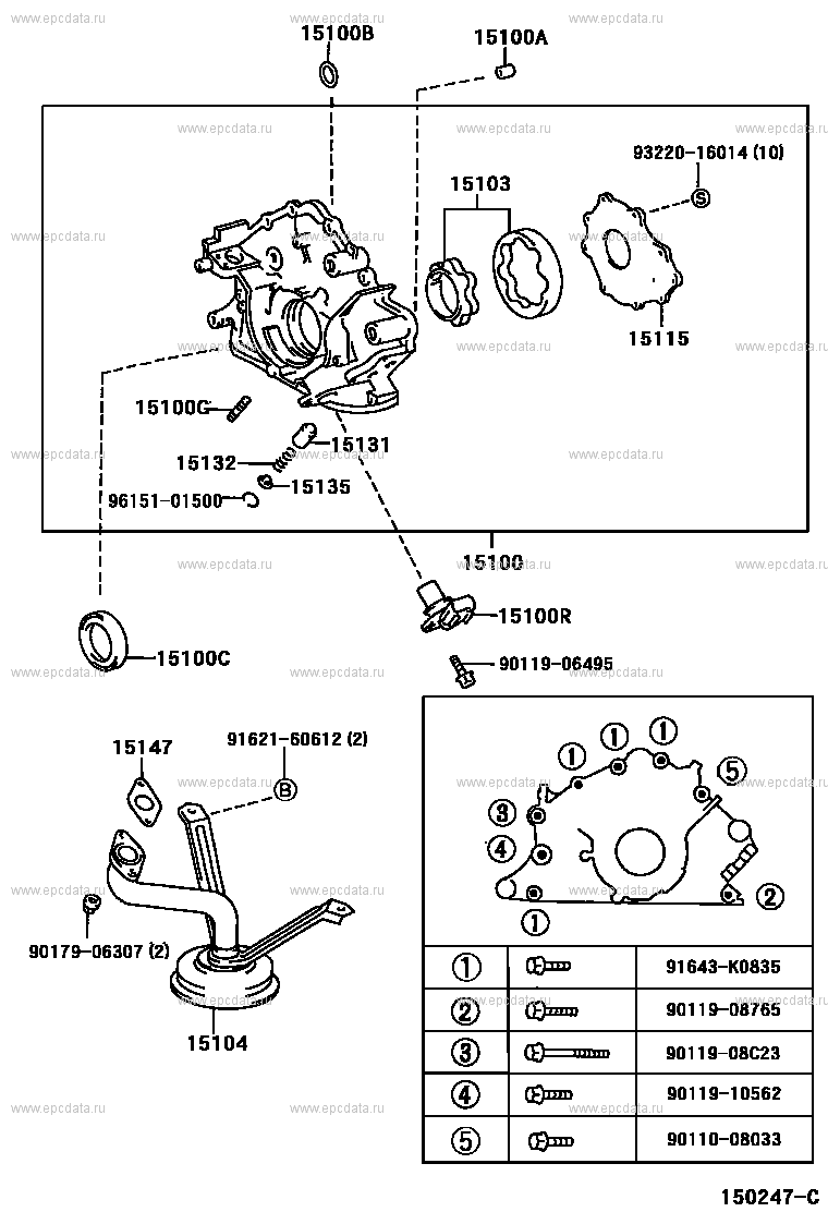 Масляный насос для Toyota Land Cruiser 100, 10 поколение 01.1998 - 07. ...