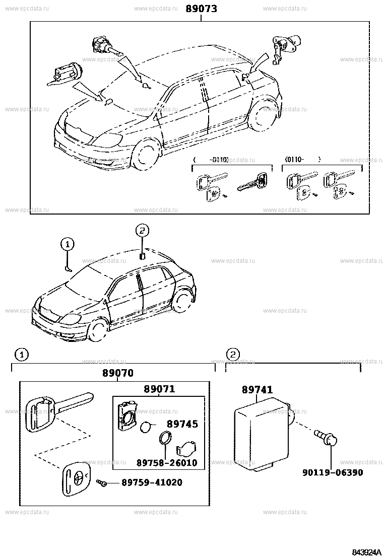 Wireless door lock for Toyota Corolla Runx E120, 1 generation 01.2001 ...