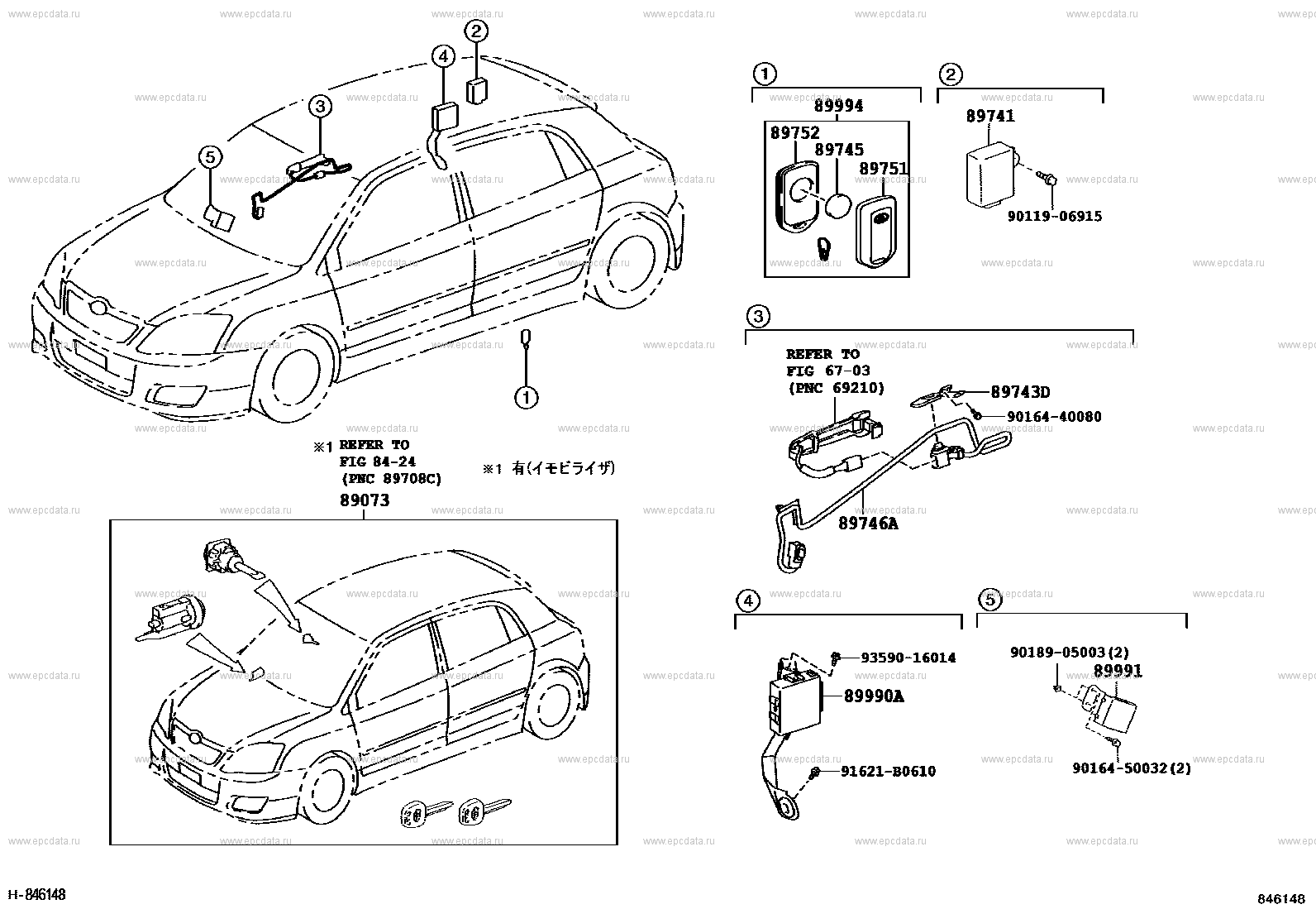 Wireless door lock for Toyota Corolla Runx E120, 1 generation, 2 ...