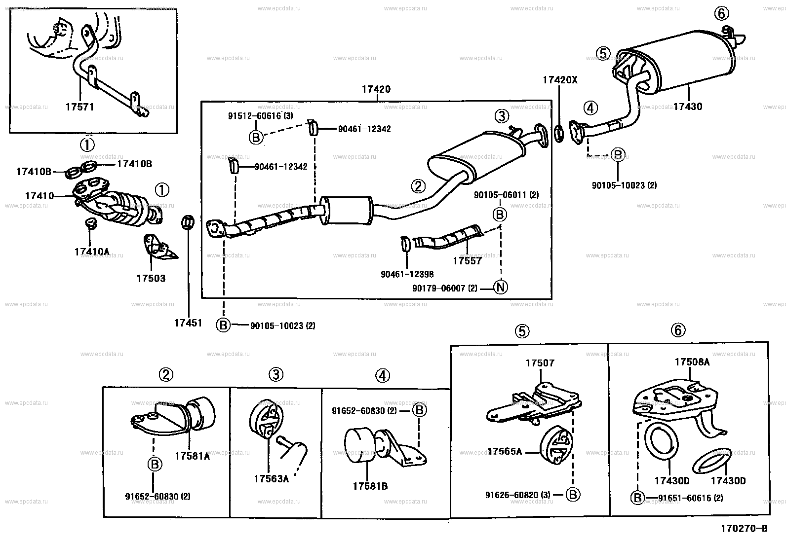 Exhaust pipe for Toyota Mark II X100, 8 generation, restyling 08.1998 ...