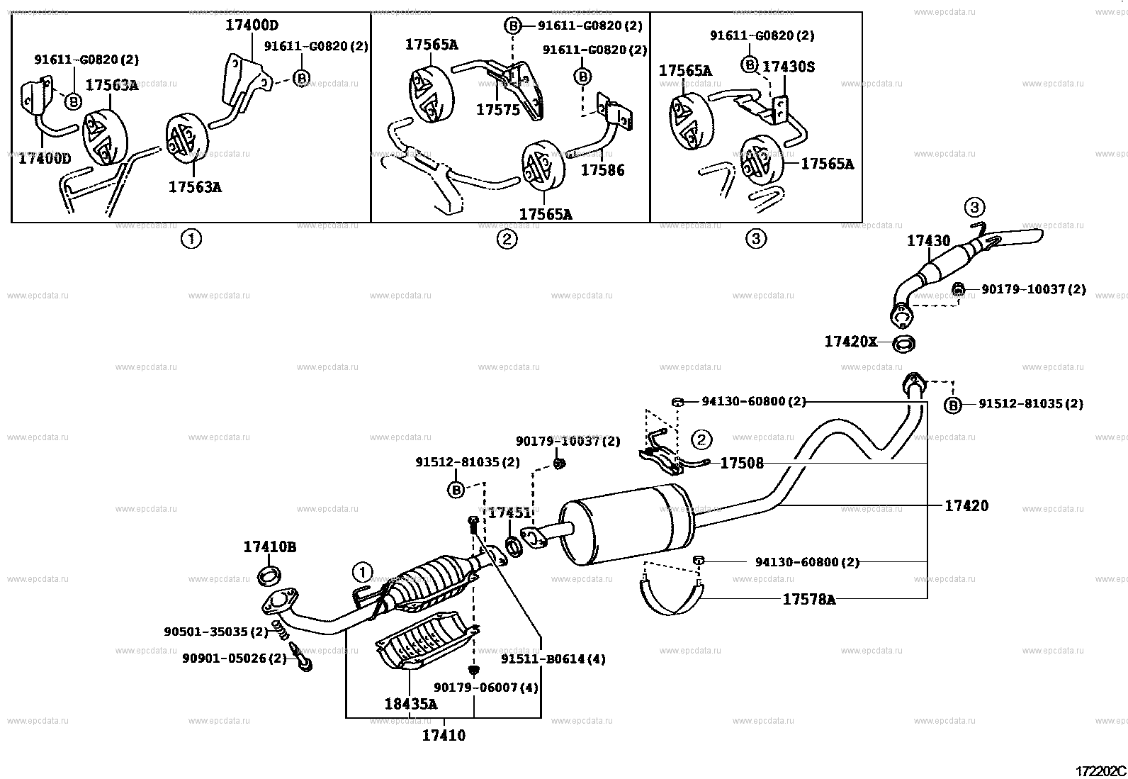 Exhaust pipe for Toyota Hiace H100, 4 generation, 3 restyling 07.1999 ...