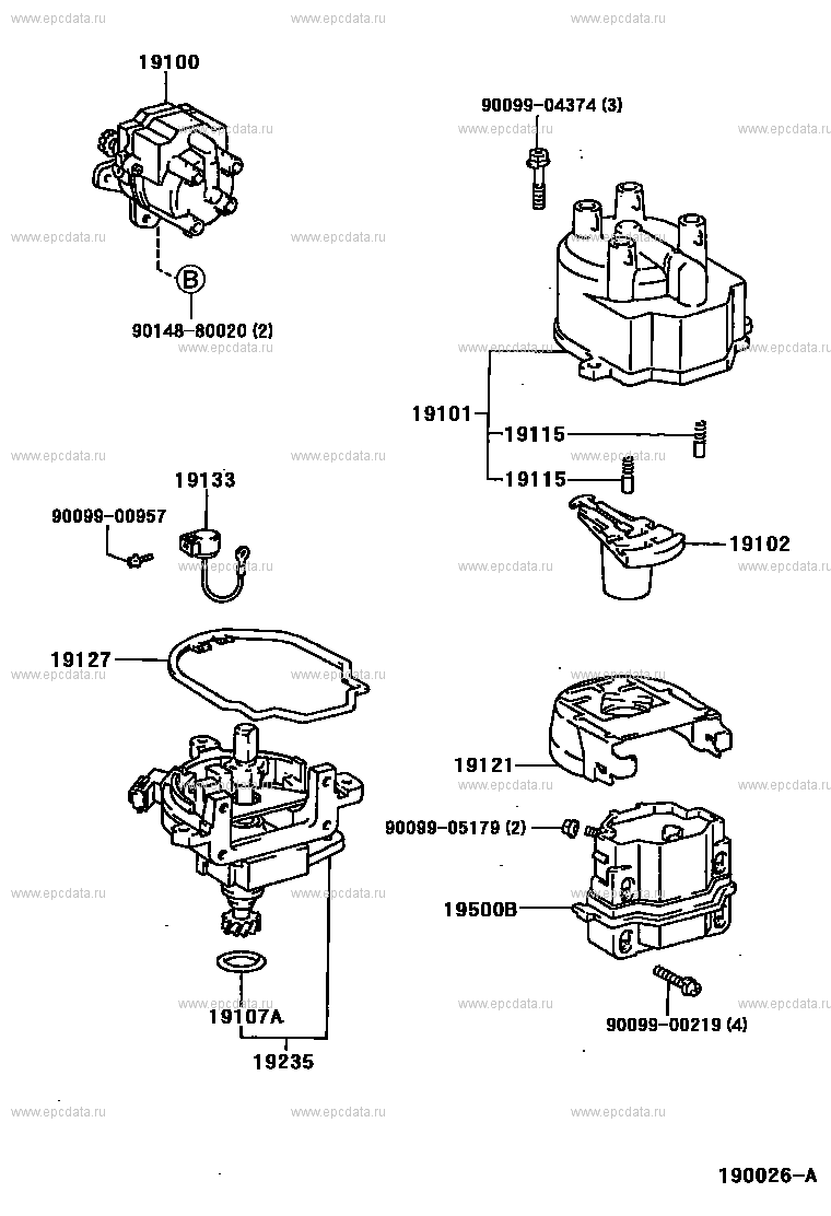 Distributor for Toyota Hilux Surf N180, 3 generation, restyling 08.1998 ...