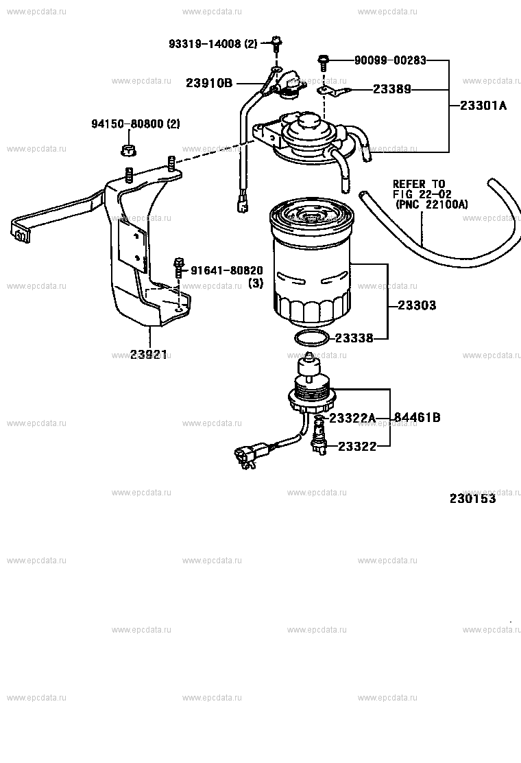 Fuel filter for Toyota Mega Cruiser XD20, 1 generation 01.1996 - 08. ...