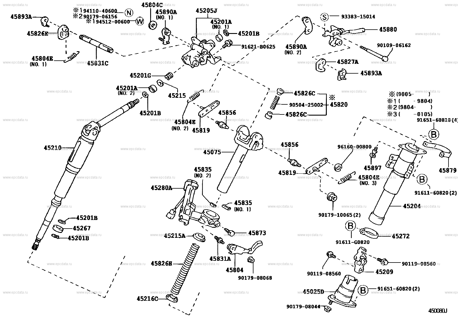 Steering column & shaft for Toyota Hiace XH10, 5 generation 08.1995 ...