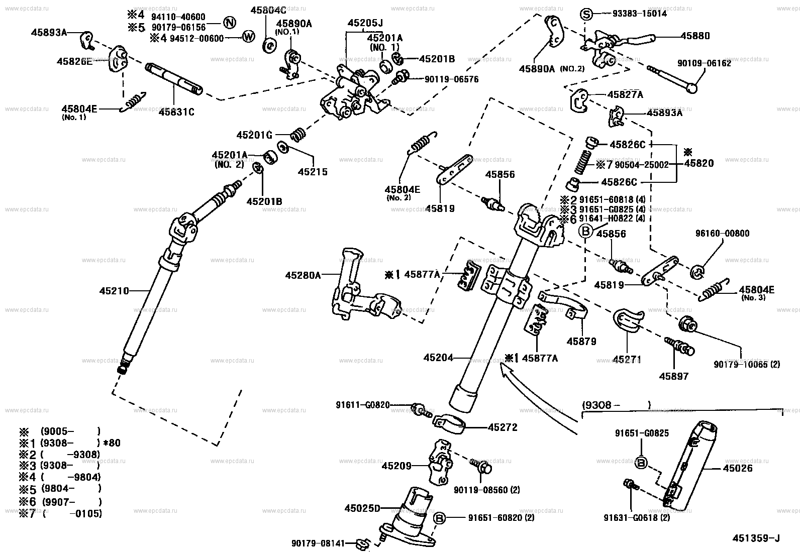 Steering column & shaft for Toyota Hiace XH10, 5 generation 08.1995 ...