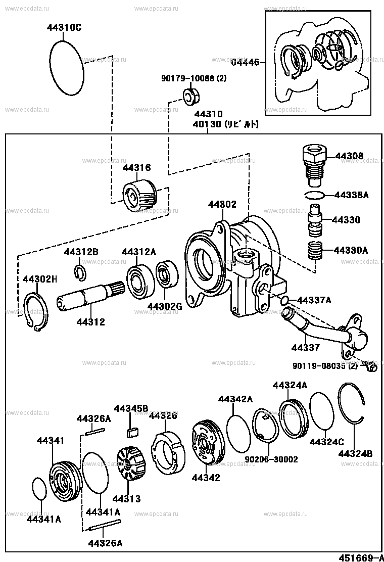 Vane pump & reservoir (power steering) for Toyota Land Cruiser Prado ...
