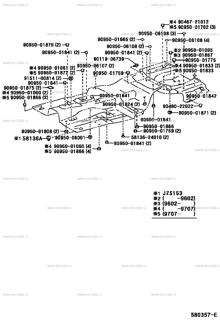 Детали пола и задняя панель для Toyota Crown S150, 10 поколение ...