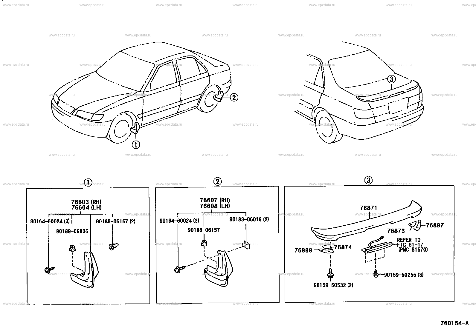 Mudguard & spoiler for Toyota Corona Premio T210, 1 generation ...