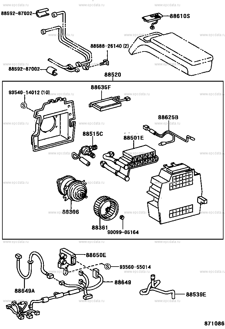 Heating & air conditioning - cooler unit for Toyota Regius xH40, 1 ...