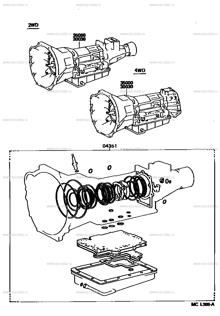 Transaxle or transmission assy & gasket kit (atm) for Toyota Hiace XH10 ...