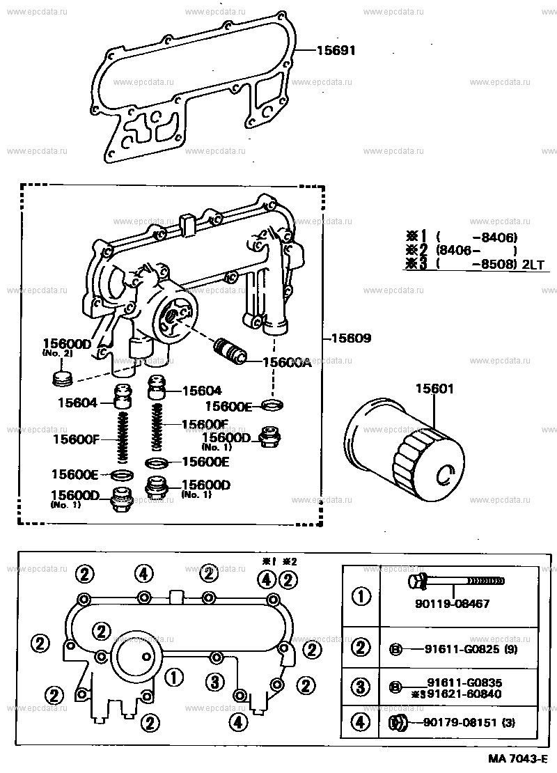 Oil filter for Toyota Hilux Pick Up N50, N60, N70, 4 generation 11.1983 ...