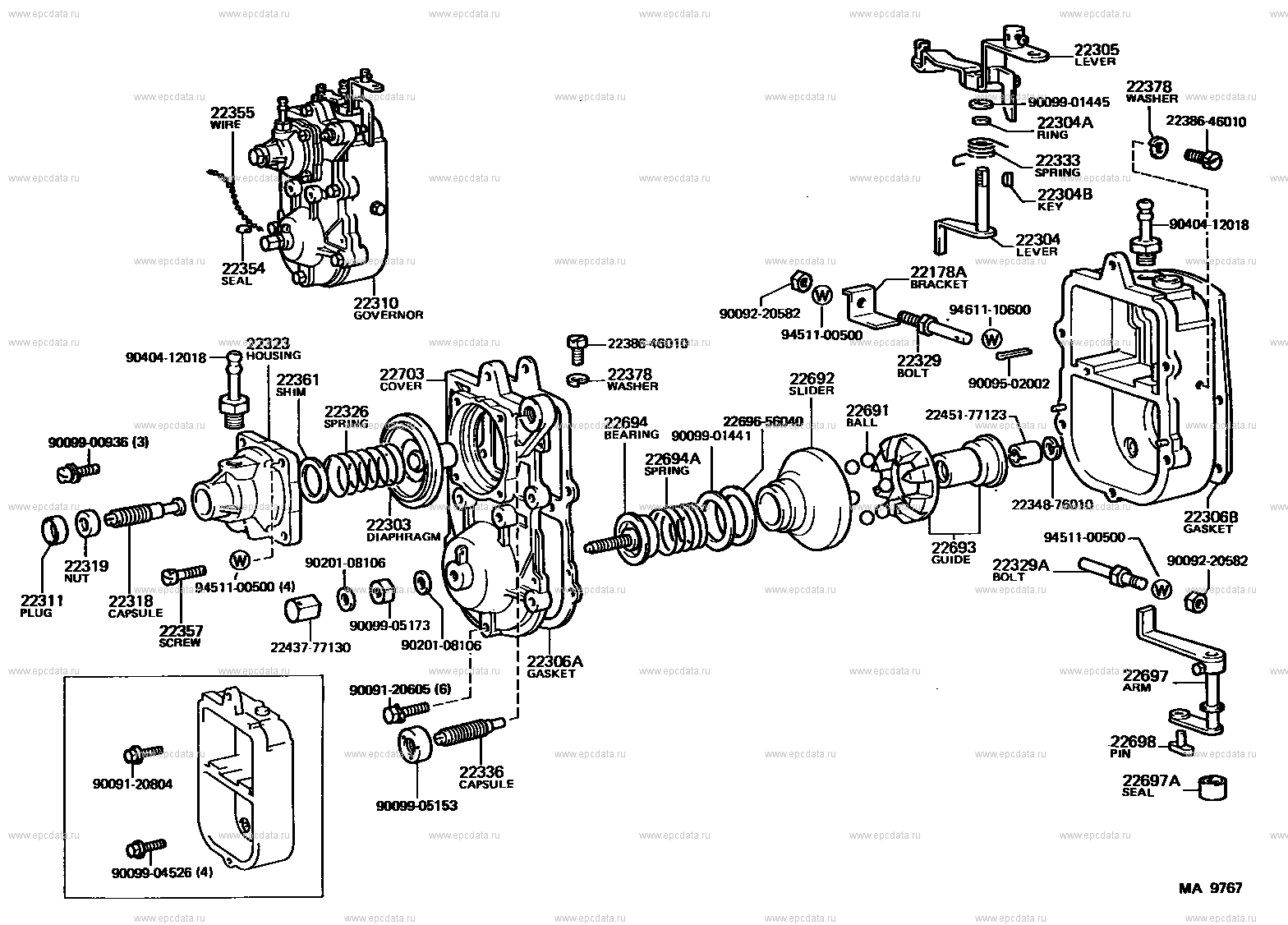 Pneumatic governor for Toyota Land Cruiser 60, 7 generation, 2 ...