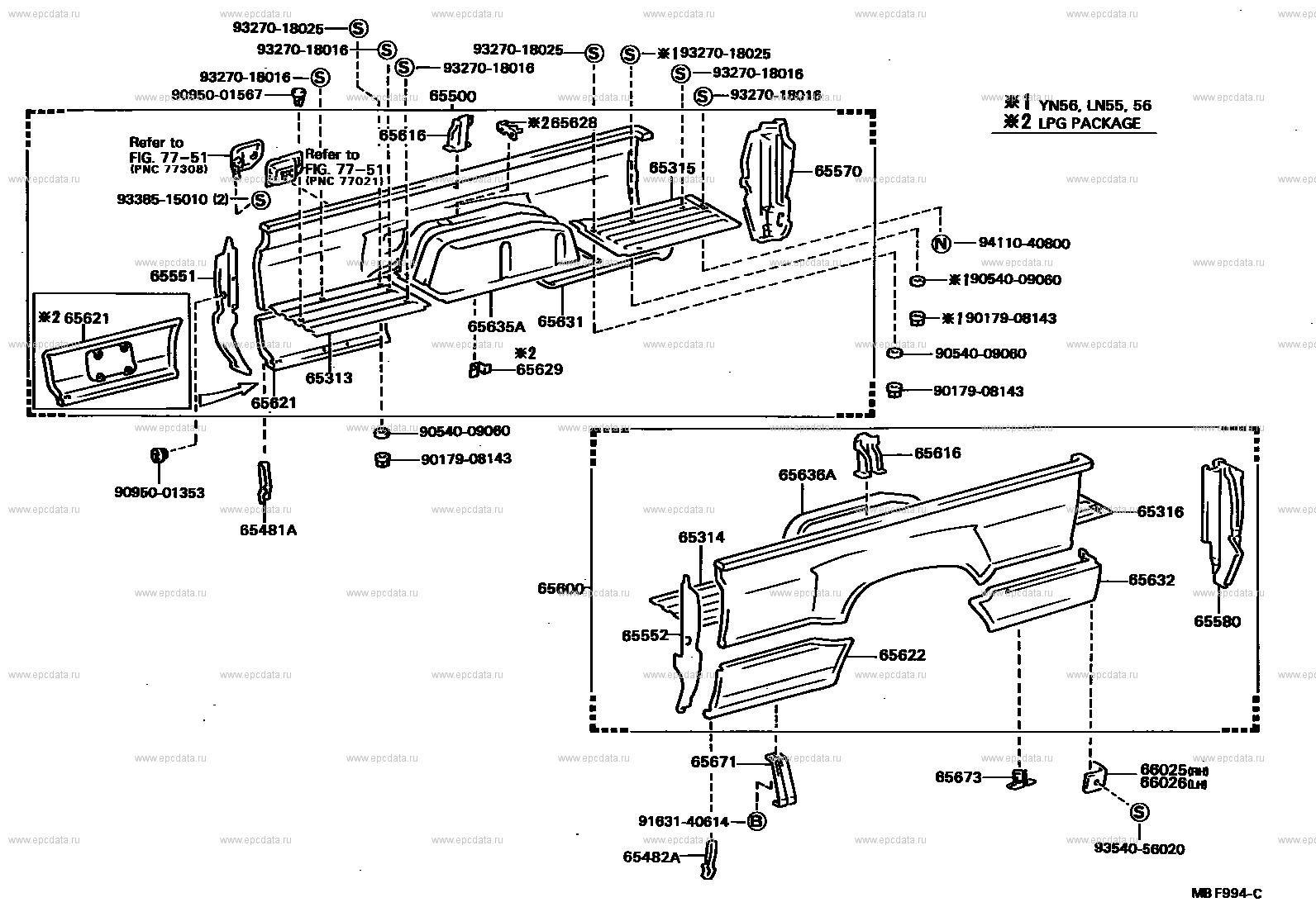 Rear body side panel for Toyota Hilux Pick Up N50, N60, N70, 4 ...