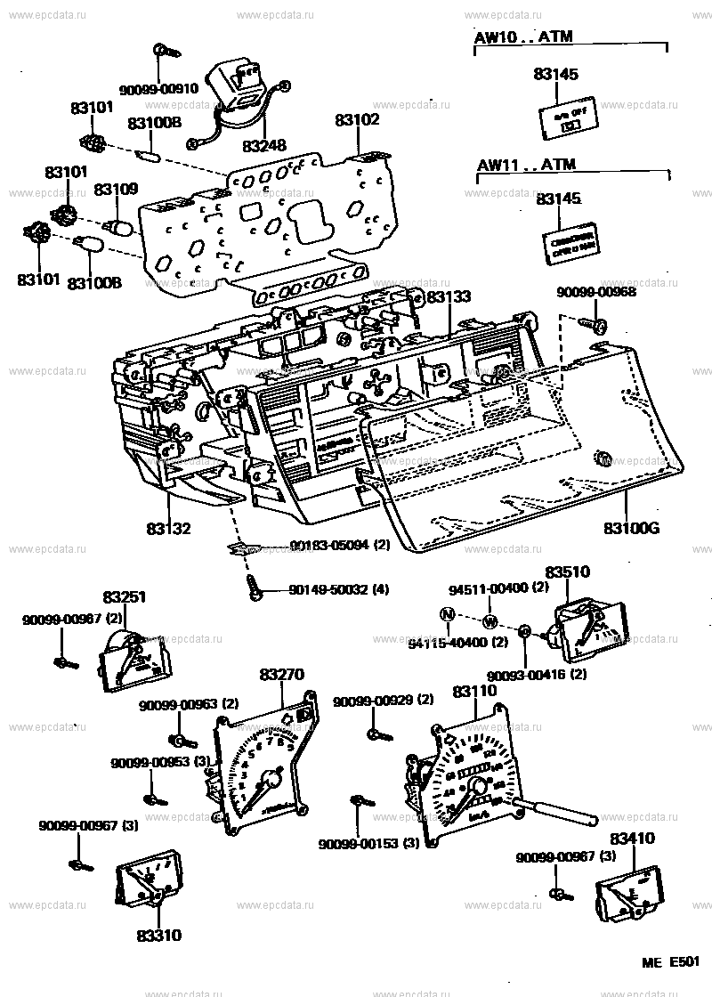 Meter for Toyota MR2 W10, 1 generation, restyling 08.1986 - 09.1989 ...