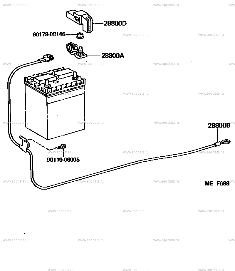 Battery & battery cable for Toyota MR2 W10, 1 generation 06.1984 - 07. ...