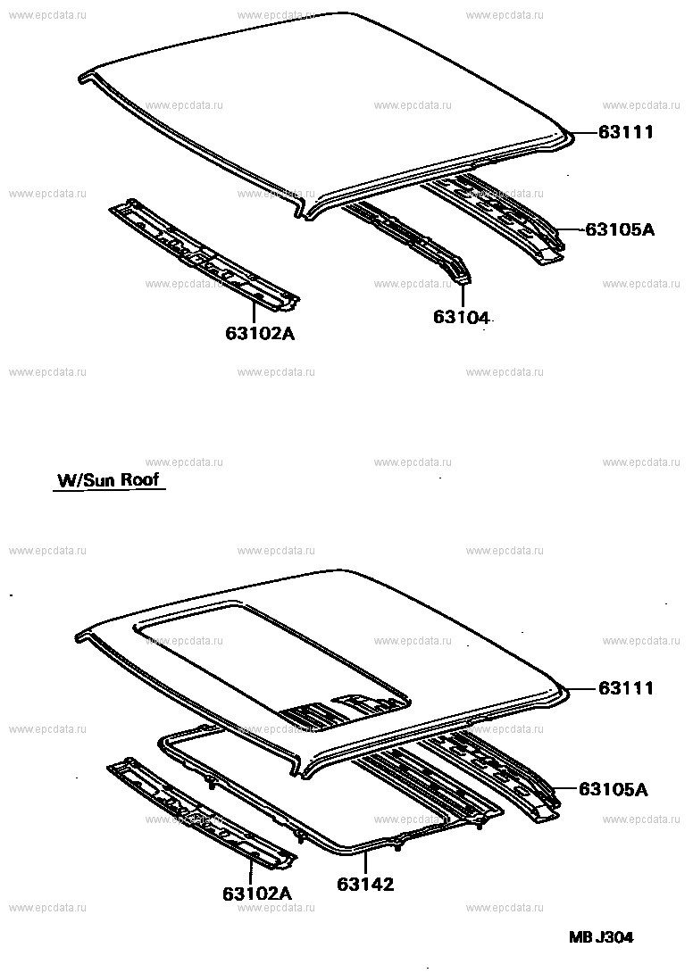 Roof panel & back window glass for Toyota Celica T160, 4 generation 08. ...