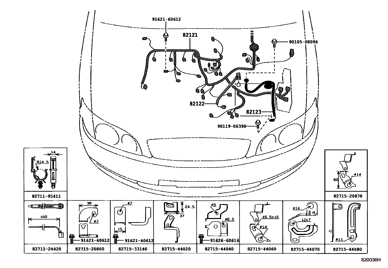 Wiring & clamp for Toyota Ipsum SXM15G - Genuine parts - Amayama