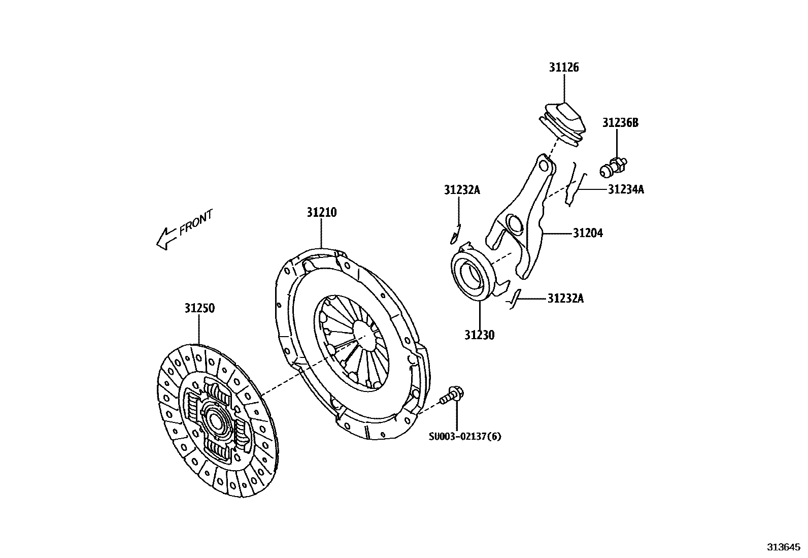 Clutch & release fork for Toyota 86 ZN8 - Genuine parts - Amayama