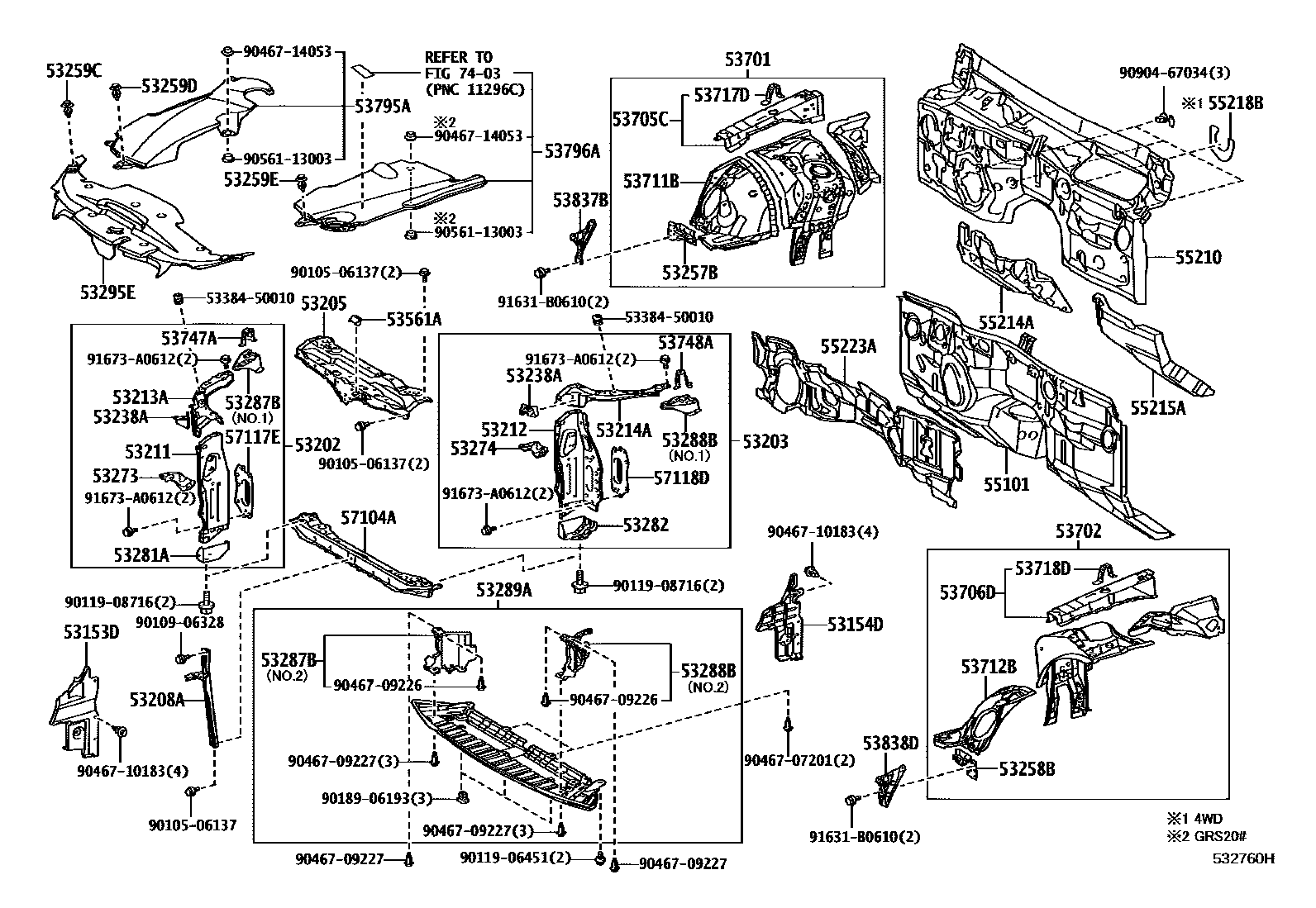 Front fender apron & dash panel for Toyota Crown GRS200 - Auto parts ...