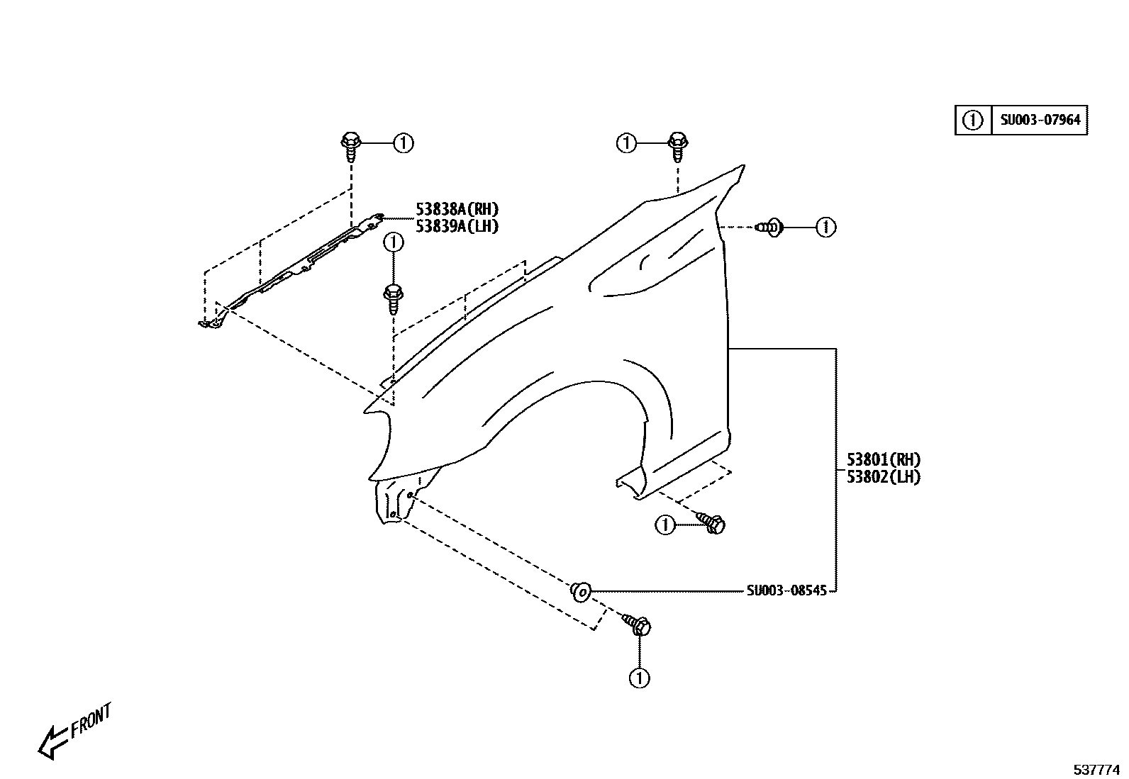 Hood & front fender for Toyota 86 ZN8 - Genuine parts - Amayama