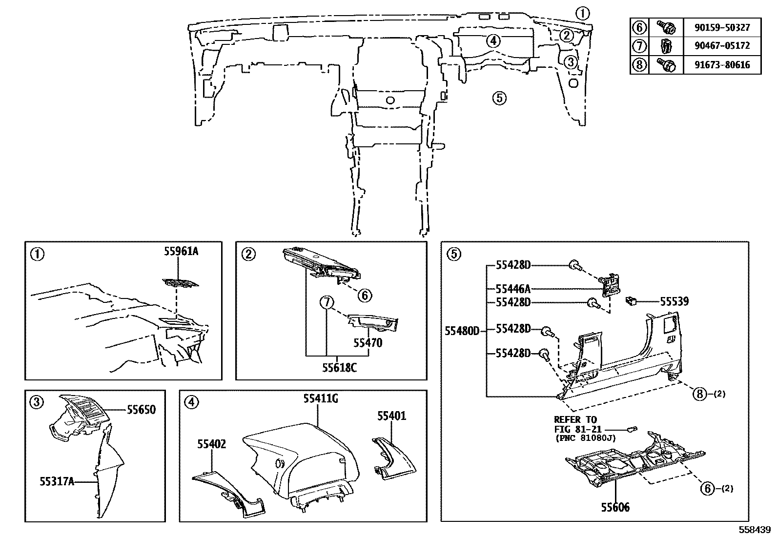 Instrument panel & glove compartment for Toyota Alphard AGH40W - Auto ...