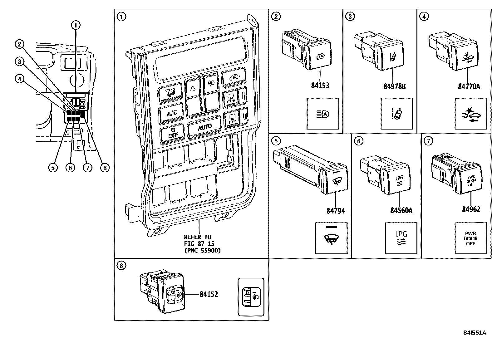 Switch & relay & computer for Toyota JPN Taxi NTP10 - Genuine parts ...