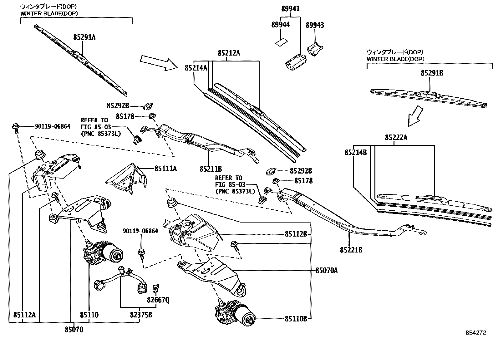 Windshield wiper for Lexus LC500/500H(CP) GWZ100 - Genuine parts - Amayama